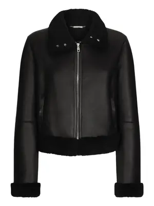 Dolce & Gabbana Lambskin Biker Jacket - Black