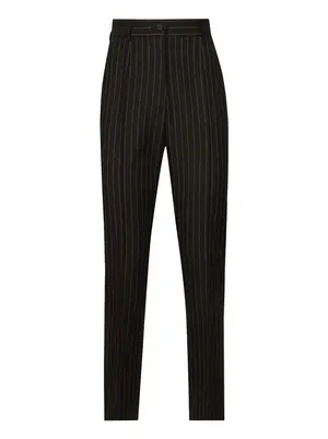 Dolce & Gabbana Tailored Pinstripe Wool Trousers - Black