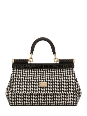 DOLCE & GABBANA Dolce & Gabbana Small Sicily Houndstooth Tote