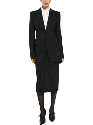 Dolce & Gabbana Pinstriped Calf-length Skirt - Black