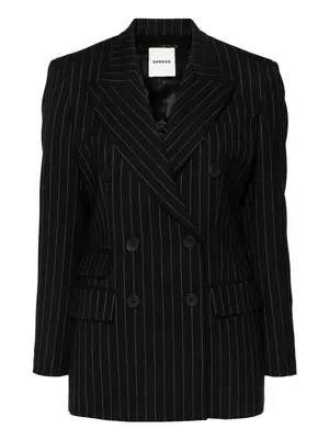 SANDRO SANDRO Pinstriped Double-Breasted Blazer