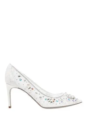Rene Caovilla 80mm Crystal-embellished Pumps - Silver
