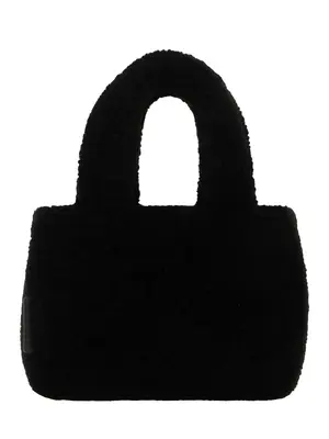 Amina Muaddi Amini Giuly Shearling Tote Bag - Black