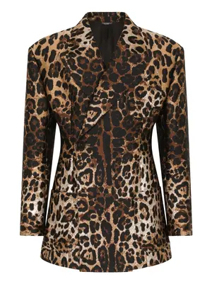 Dolce & Gabbana Leopard-print Jacquard Blazer - Brown
