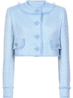Dolce & Gabbana Dna Frayed Cropped Jacket - Blue