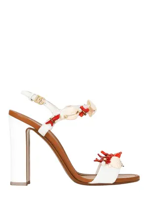 Dolce & Gabbana 105mm Keira Coral-embroidered Sandals - White