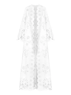 Dolce & Gabbana Macramé Cut-out Long Coat - White