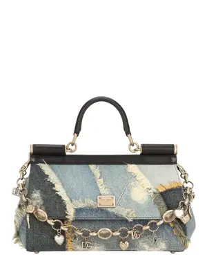 Dolce & Gabbana Sicily Denim Patchwork Crossbody Bag - Blue