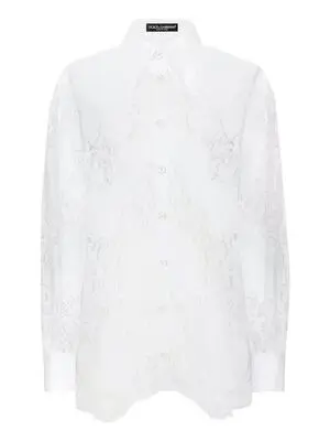 Dolce & Gabbana Floral Embroidered Poplin Shirt - White
