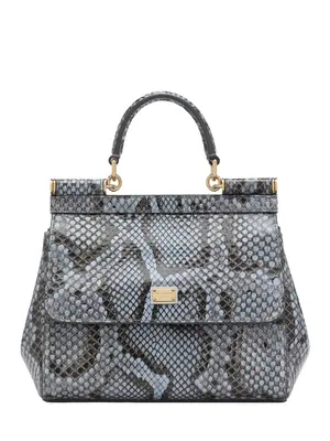 Dolce & Gabbana Sicily Snakeskin-effect Handbag - Blue