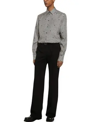 Dolce & Gabbana Geometric-print Silk Shirt - Black