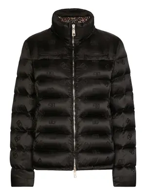 Dolce & Gabbana Dna Monogram-jacquard Puffer Jacket - Black