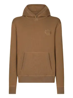 Dolce & Gabbana Logo-patch Fine-knit Hoodie - Brown