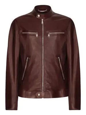 Dolce & Gabbana Leather Biker Jacket - Brown