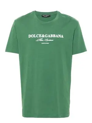 Dolce & Gabbana Flocked-logo Cotton T-shirt - Green