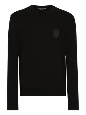 Dolce & Gabbana Logo-patch Cashmere Jumper - Black