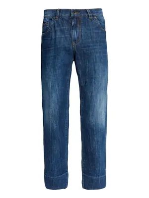 DOLCE & GABBANA Dolce & Gabbana Straight-Leg Jeans With Logo Plaque