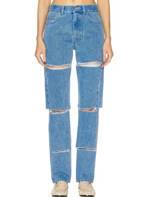 Marni Distressed Straight Leg Jeans - Cobalt