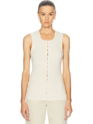 LEMAIRE Sleeveless Fitted Cardigan - Light Cream