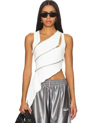 BY.DYLN Addison Asymmetrical Zip Detail Top - White