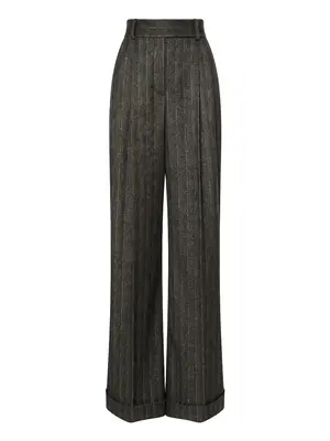 Alberta Ferretti Pinstriped Palazzo Pants - Grey