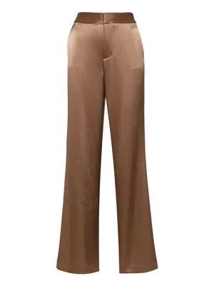 Alice + Olivia Calvin Satin-finish Trousers - Brown