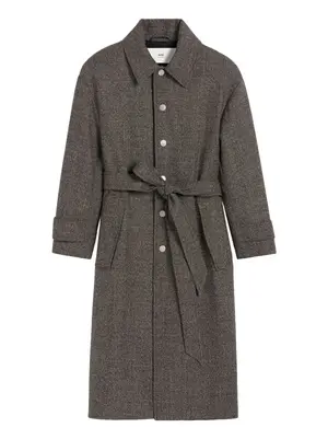 Ami Belted Single-breasted Coat - Grey