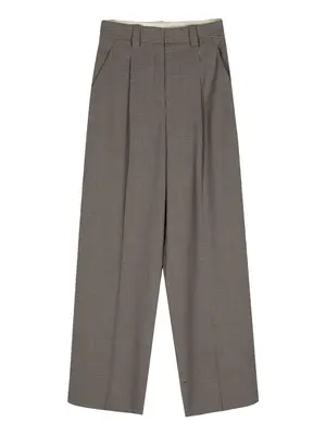 ALYSI Houndstooth Wide-leg Trousers - Brown