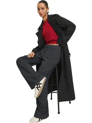 REFORMATION Matteo Double Breasted Trench Coat - Black