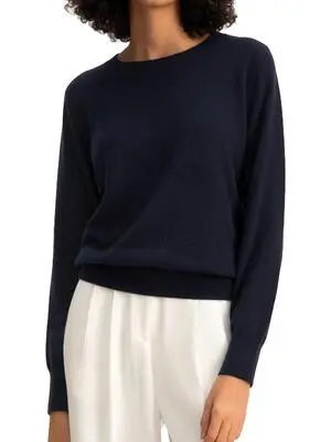 Lilysilk Cashmere Crewneck Sweater Navy Blue
