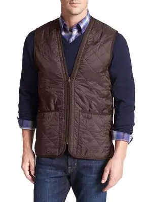 Barbour Polarquilt Relaxed Fit Zip-in Liner Vest - Dark Brown
