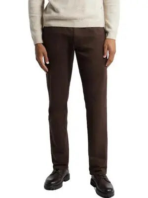Johnston & Murphy Straight Leg Stretch Pima Cotton Pants - Brown