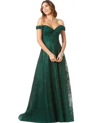LARA NEW YORK LARA New York Off-the-Shoulder Ballgown Forest