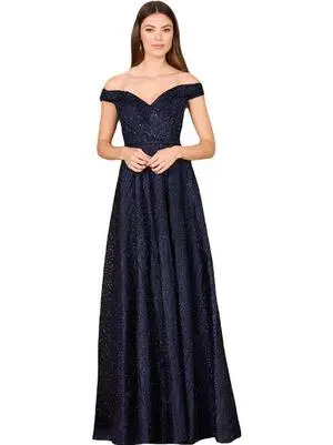 LARA NEW YORK LARA New York Off-the-Shoulder Ballgown Navy