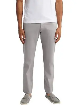 Johnston & Murphy Straight Leg Stretch Pima Cotton Pants - Light Gray