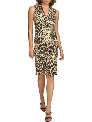 Donna Karan New York Animal Print Sheath Dress - Black/ Ivory Multi
