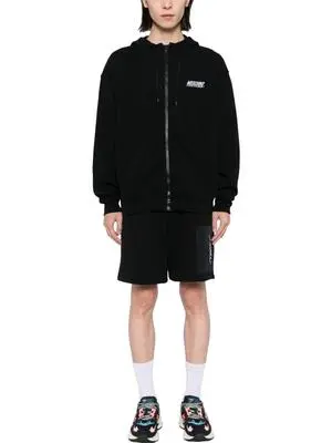 Moschino Embroidered Cotton Blend Jersey Shorts - Black