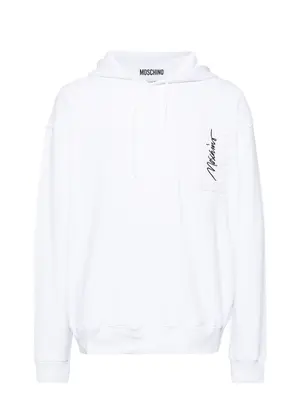 Moschino Logo Embroidered Hoodie - White