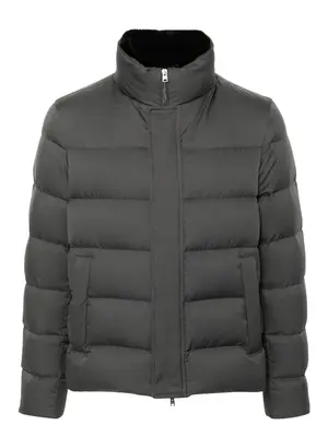 Herno Logo-Plaque Puffer Jacket Grey