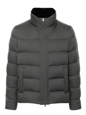 Herno Logo-Plaque Puffer Jacket Grey