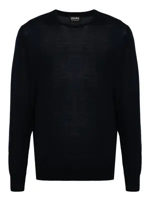Zegna Wool Crew Neck Sweater - Blue