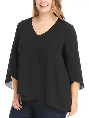 Karen Kane Plus Crossover Top - Black