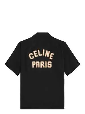 Celine Hawaiian Shirt With Paris Patch In Viscose - Black