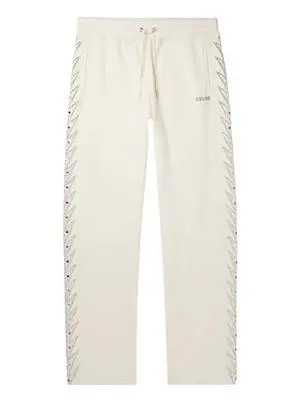 Celine Straightleg Embellished Jersey Track Pants - Cream