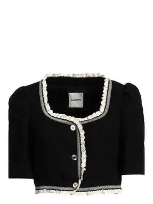 Sandro Tweed Bolero Jacket - Black