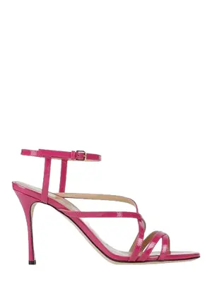 SERGIO ROSSI Leather Ankle Strap Sandals - Pink