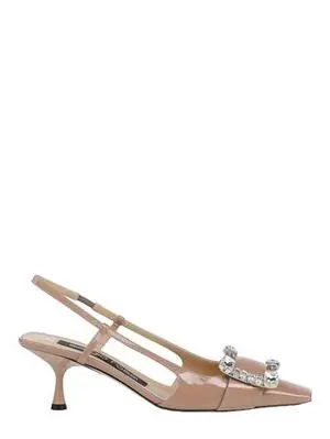 SERGIO ROSSI Slingback Patent Leather Pumps - Blush