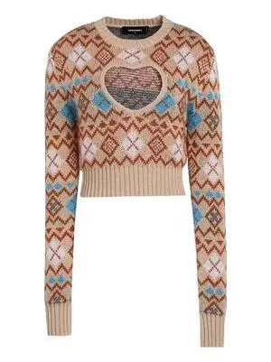 Dsquared2 Multicolor Wool, Polyamide & Mohair Wool Sweater - Camel
