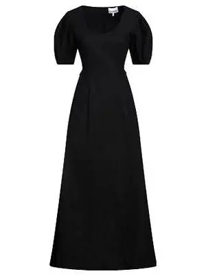 GANNI Organic Cotton Poplin Maxi Dress With Cutout Detail - Black