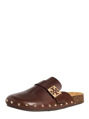 Tory Burch Mellow Stud Mules - Deep Mocha/gold